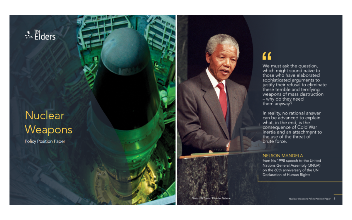 The Elders publish new policy paper on nuclear weapons